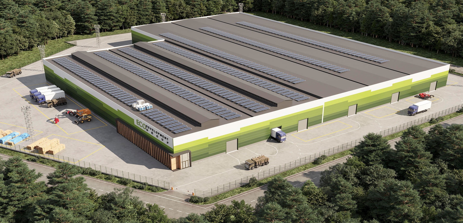 Cross-laminated timber (CLT) panels and GluLam (GLT) beams production